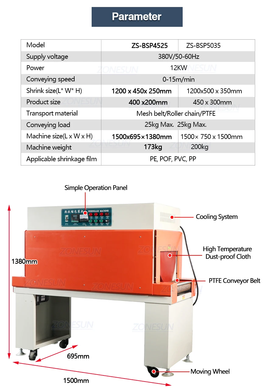 ZONESUN ZS-BSP4525 - Efficient Shrink Film Wrapping Machine