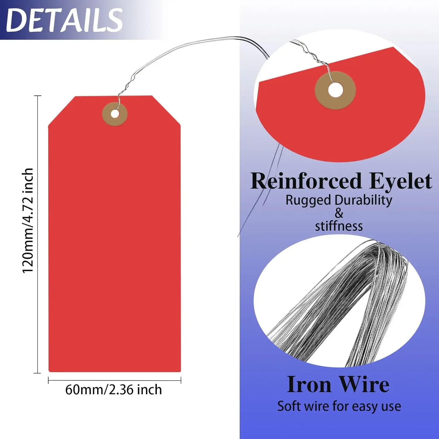 Hang Tags With Reinforced Hole And Metal Wire Red Writable Price Tags ...