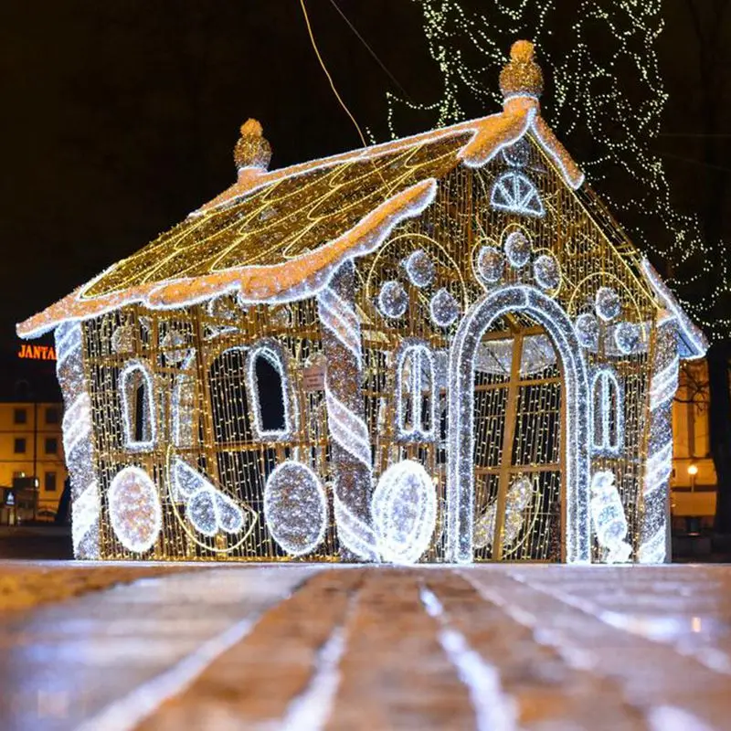 H:2m 3d Outdoor Lighting Project Street Christmas Lighted Led House ...