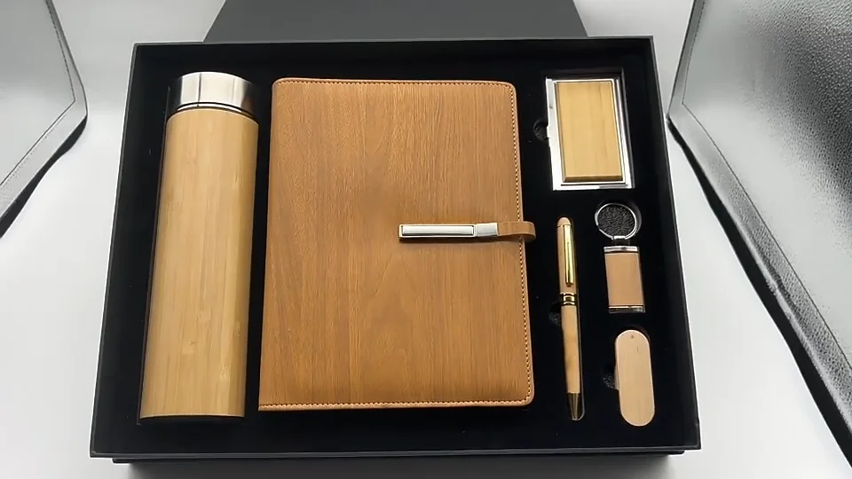 Smart Temperature Display Bamboo Thermos Cup Set Corporate Gifts Can Be ...