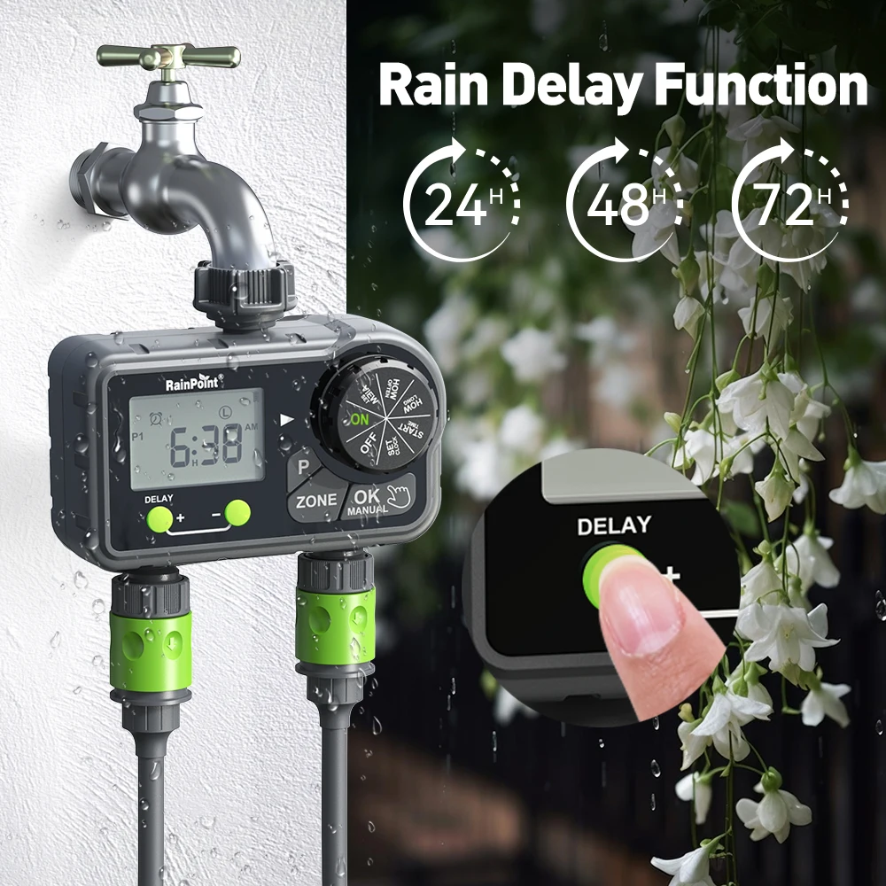 2 Zones Water Timer Large LCD Display Irrigation Timer for Home and ...