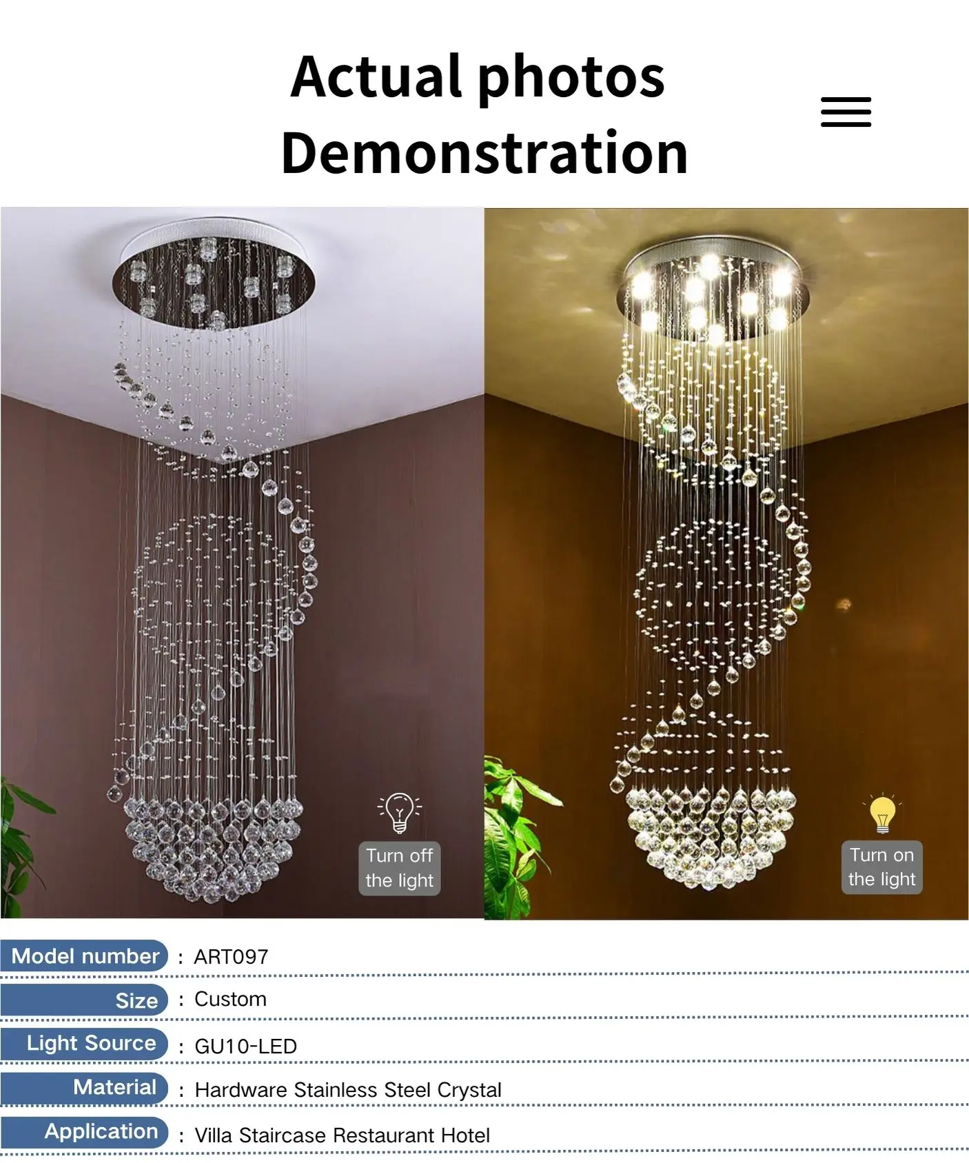 Custom Large Hotel Gold Long Chandelier Ceiling Hanging Indoor ...