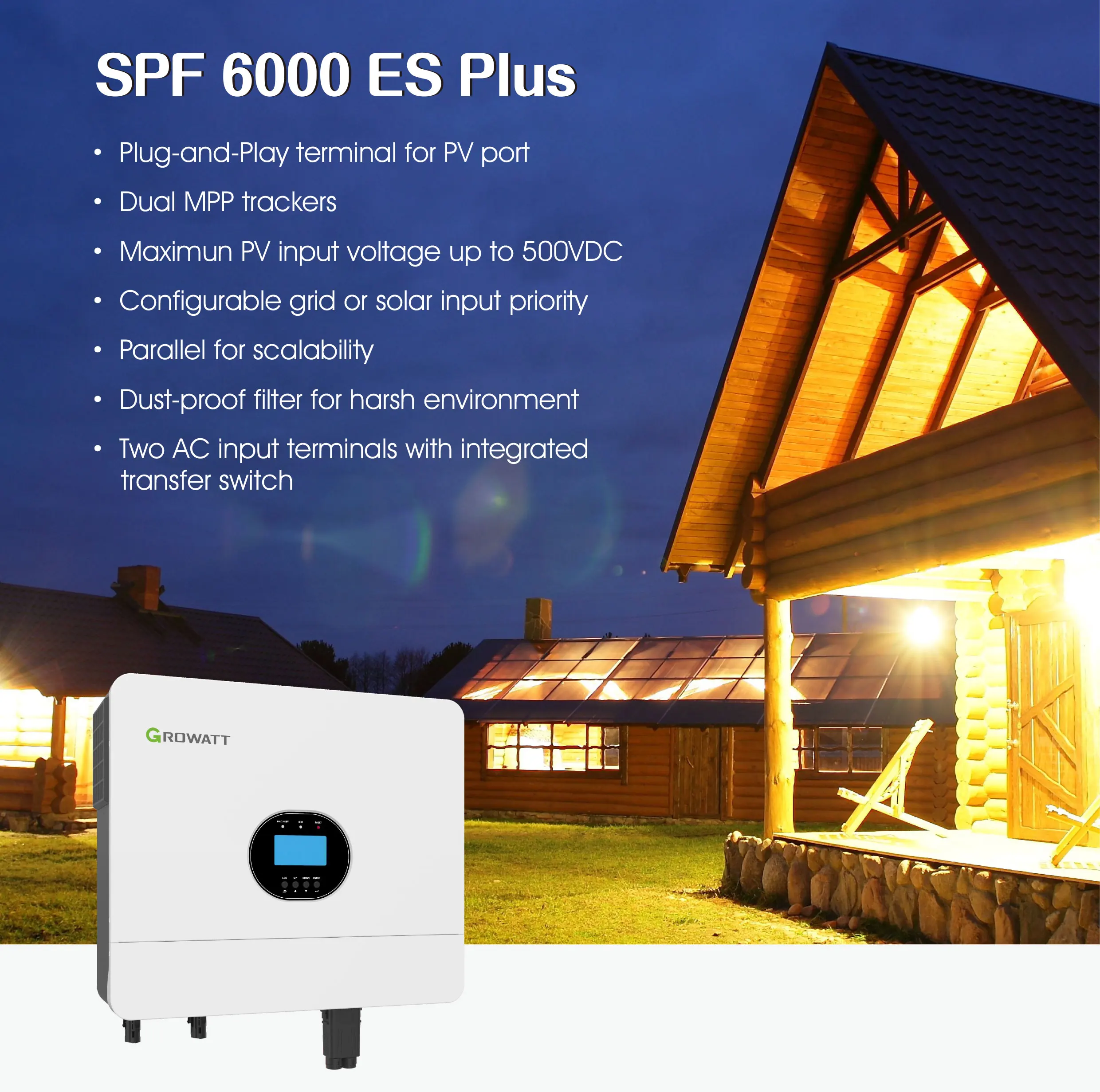 Growatt SPF6000ES Plus - 6kw Single Phase off Grid Inverter