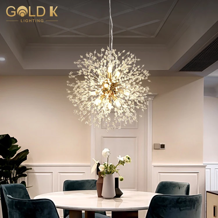 12 Heads Modern Crystal Dandelion Chandelier Lighting Pendant Lamp For ...