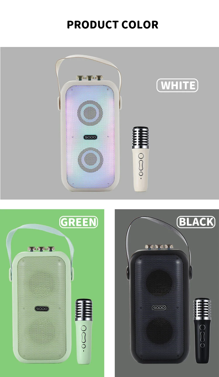FANSBE Portable RGB Light 20W Microphone Bluetooth Karaoke Party ...