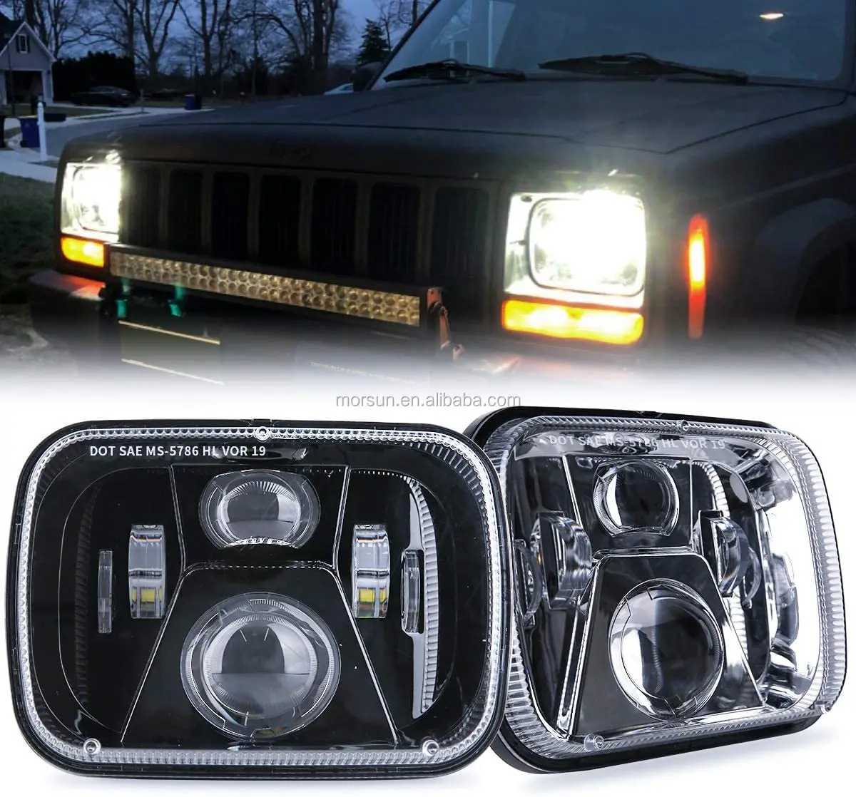 Rectangular 5x7 Led Headlight For Jeep Cherokee Xj Headlights 5x7'' Led ...