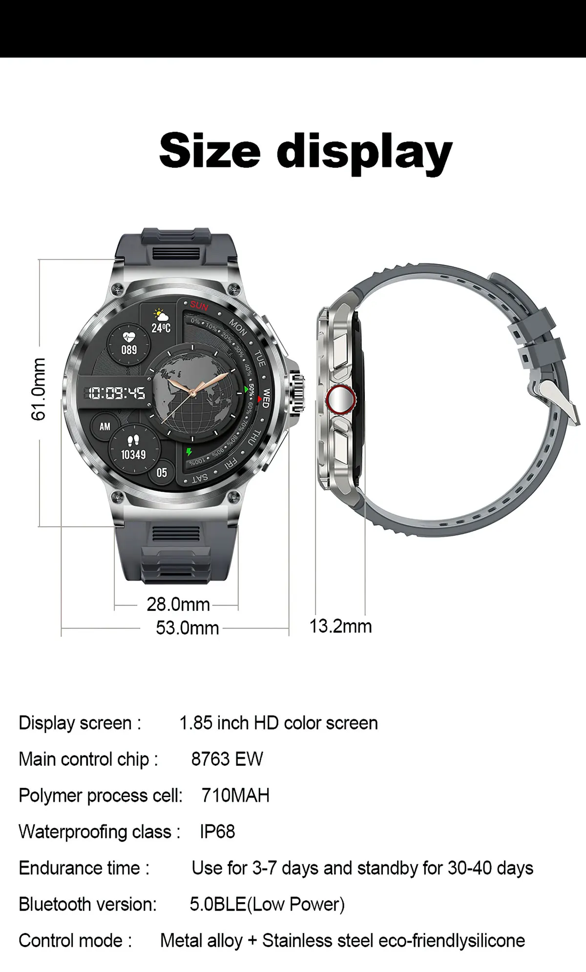 Alibaba.com: SV69 1.85 Feet' Big Screen Smart Watch with 710mAh Large ...