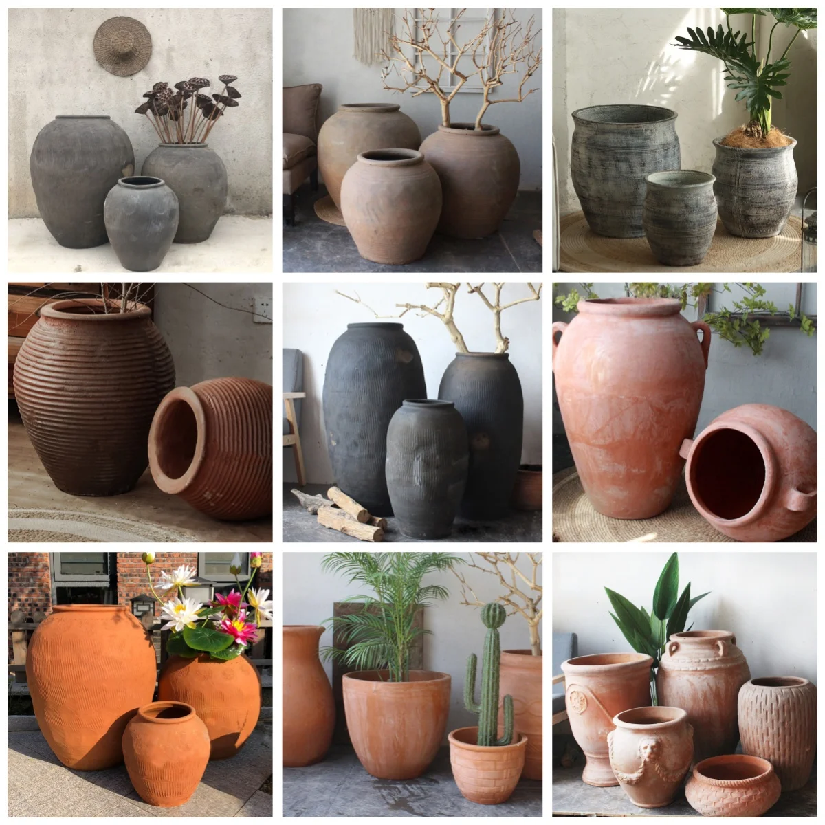 Antique Terracotta Traditional Chinese Unique Textured Ceramic Rustic