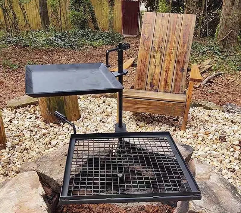 Outdoor Garden Swing Hanging Charcoal Grill Portable Camping Adjustable ...