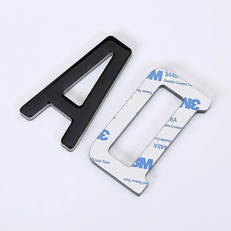 Gel Car Number Plate Letters White Plastic Nameplate Sticker Black ...
