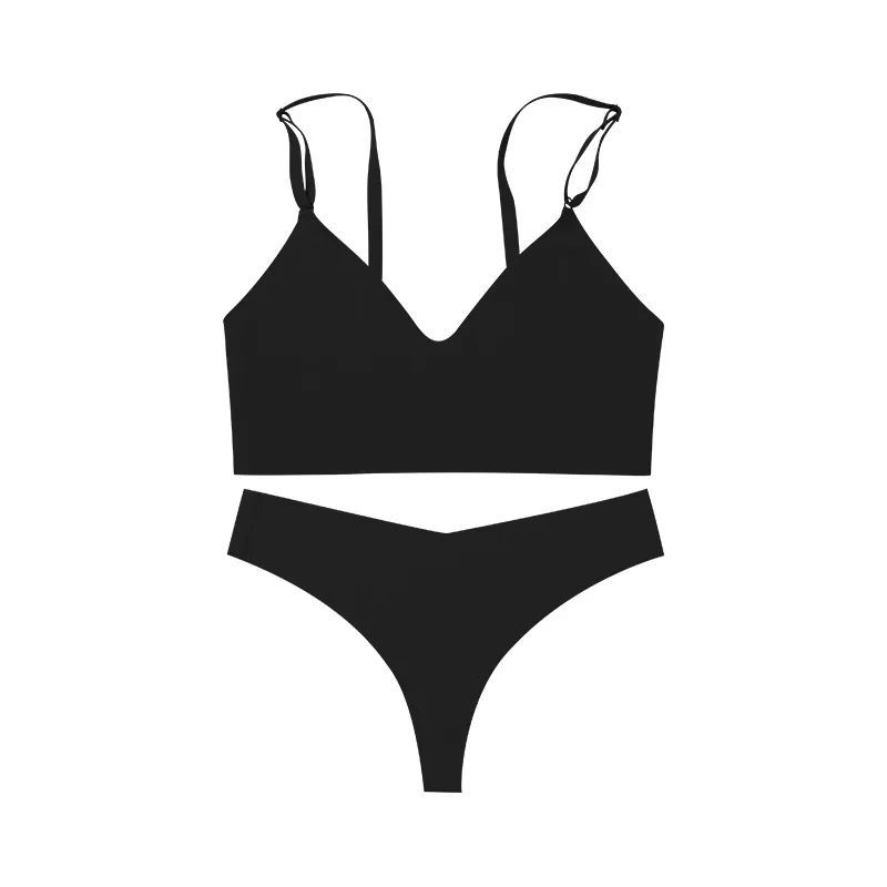 Thin Bra Thong Set Women Seamless Soft Wire Free Bra Sexy Lingerie ...
