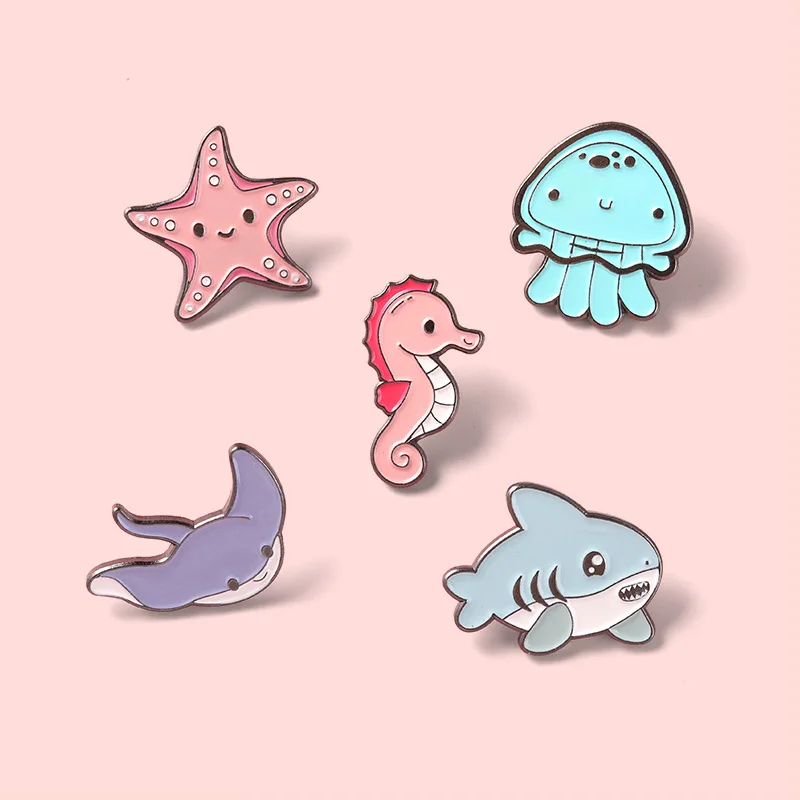 Cute Marine Animal Enamel Pins - Perfect for Kids & Friends