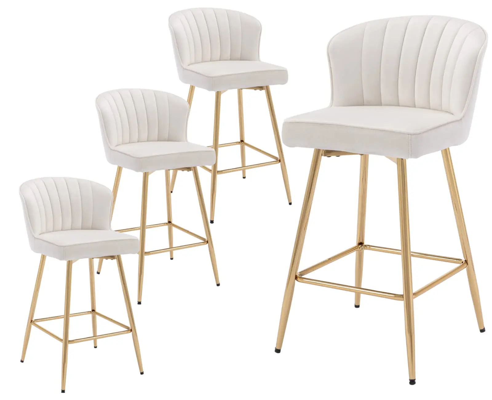 Luxury high back Pub Island Dining swivel velvet gold Footrest wedding ...