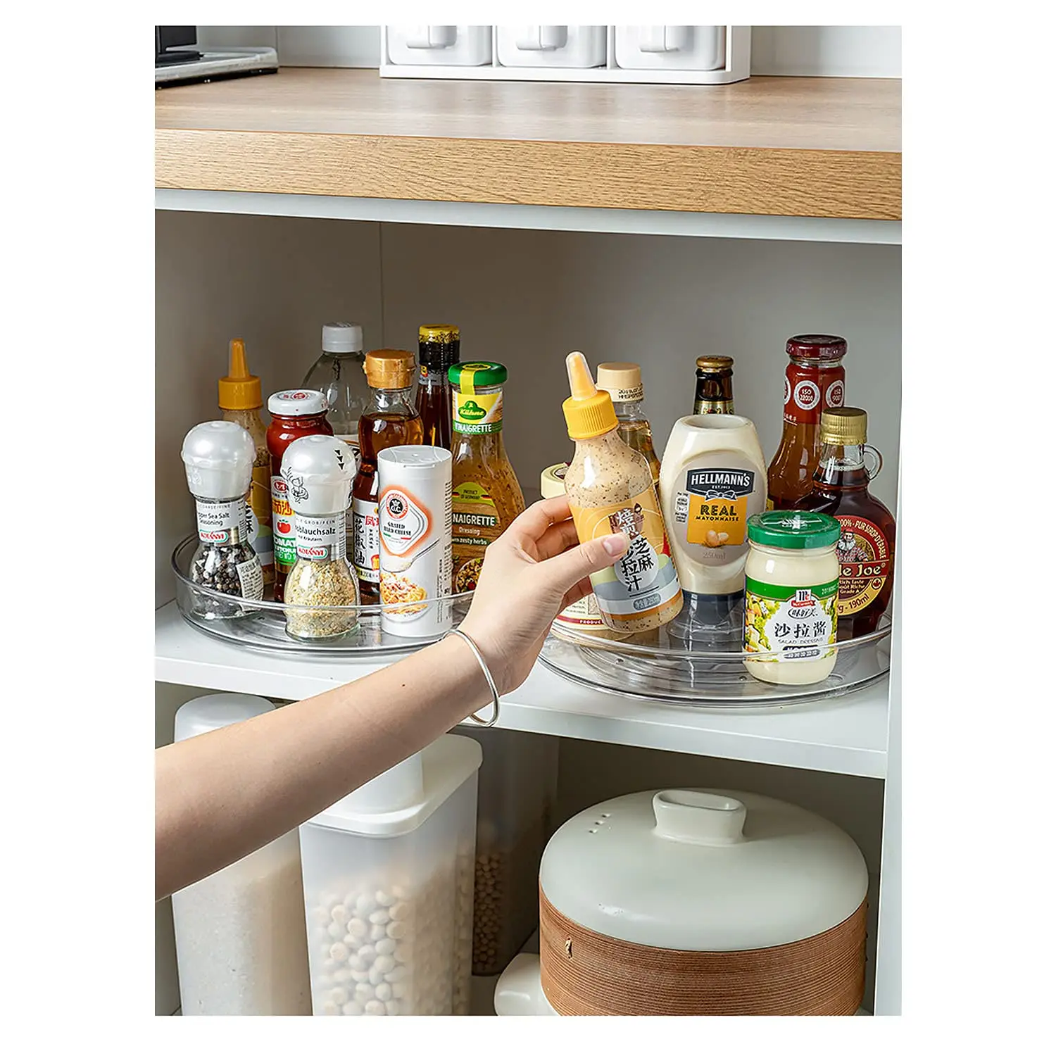 Clear Acrylic Rotating Lazy Susan Storage Turntable Containers ...