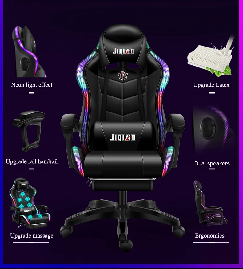 Silla Gamer RGB Massage Computer Game Chair & Swivel Chairs for Gaming ...