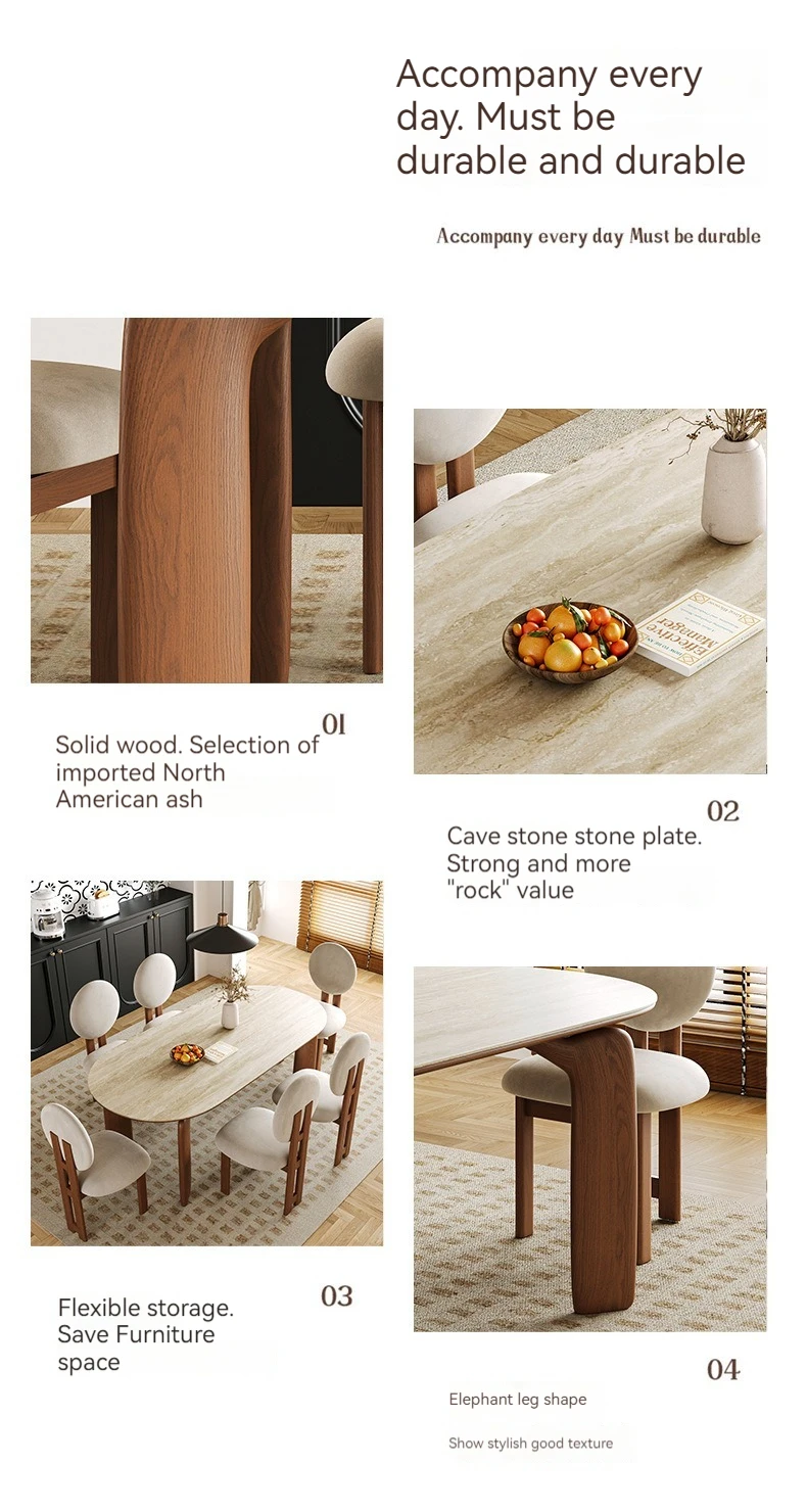 2023 Suessen French Modern Creamy Wood Frame Oval Rock Plate Dining Room With Three Different ...