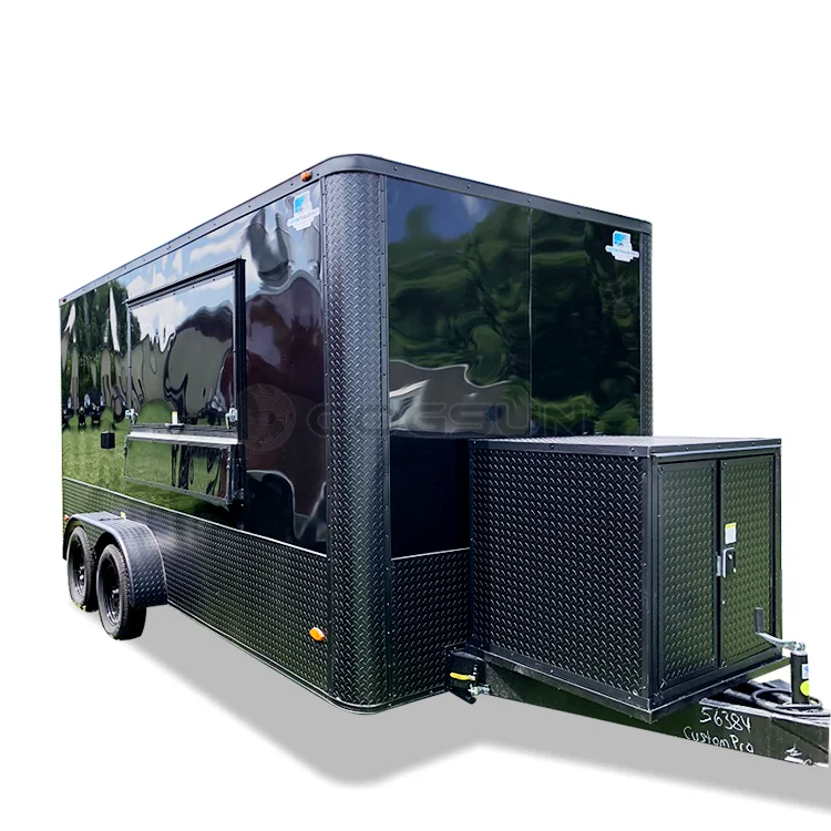 New Design Black Concession Trailer - Fully Equipped Food Truck