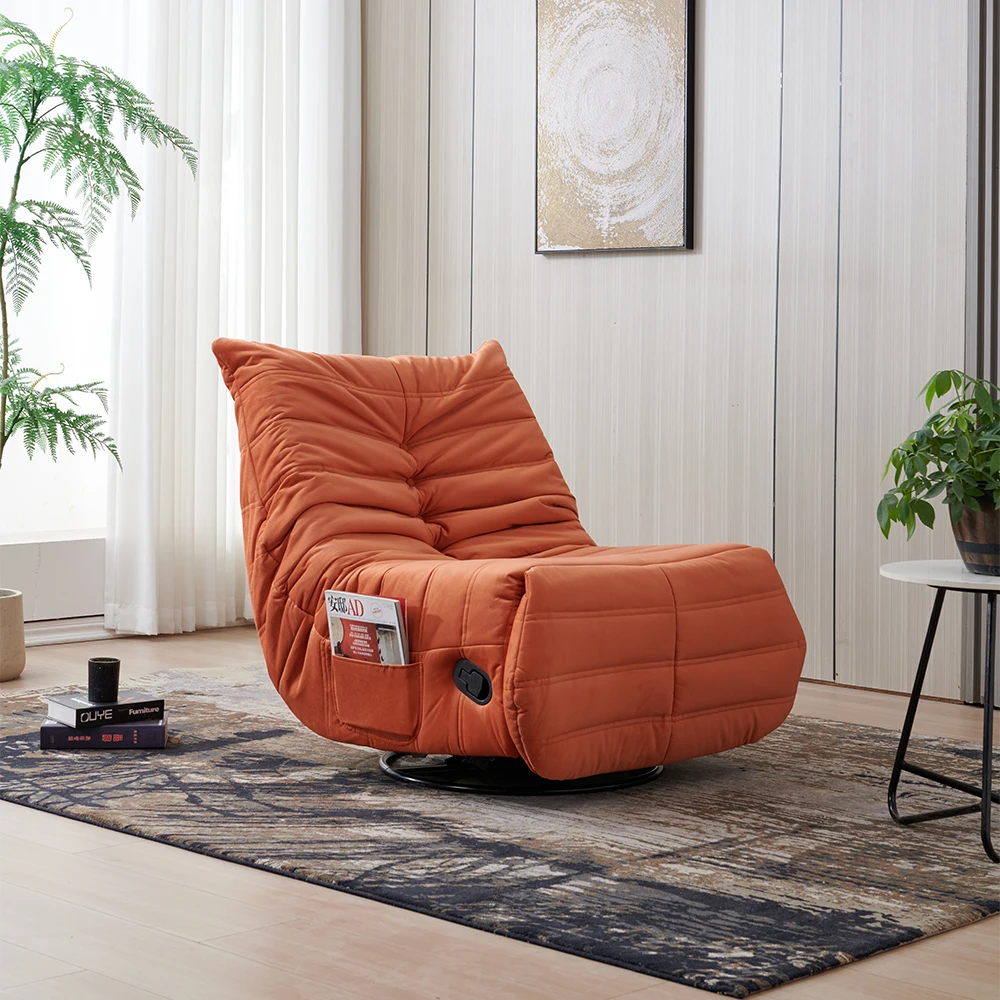 Single Seat Recliner Sofa Extendable Microfiber Fabric Lounge Chair ...