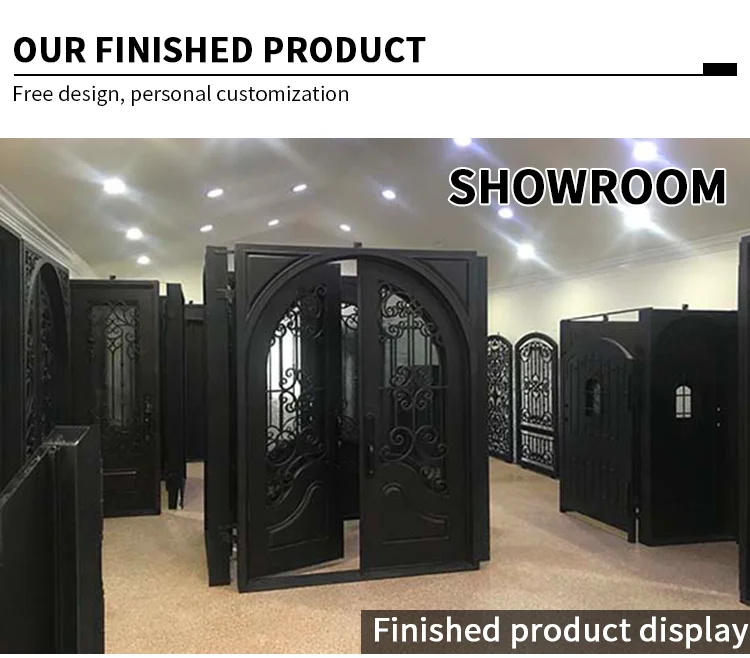 Double Wrought Iron Door with Glass for Home - Durable & Stylish