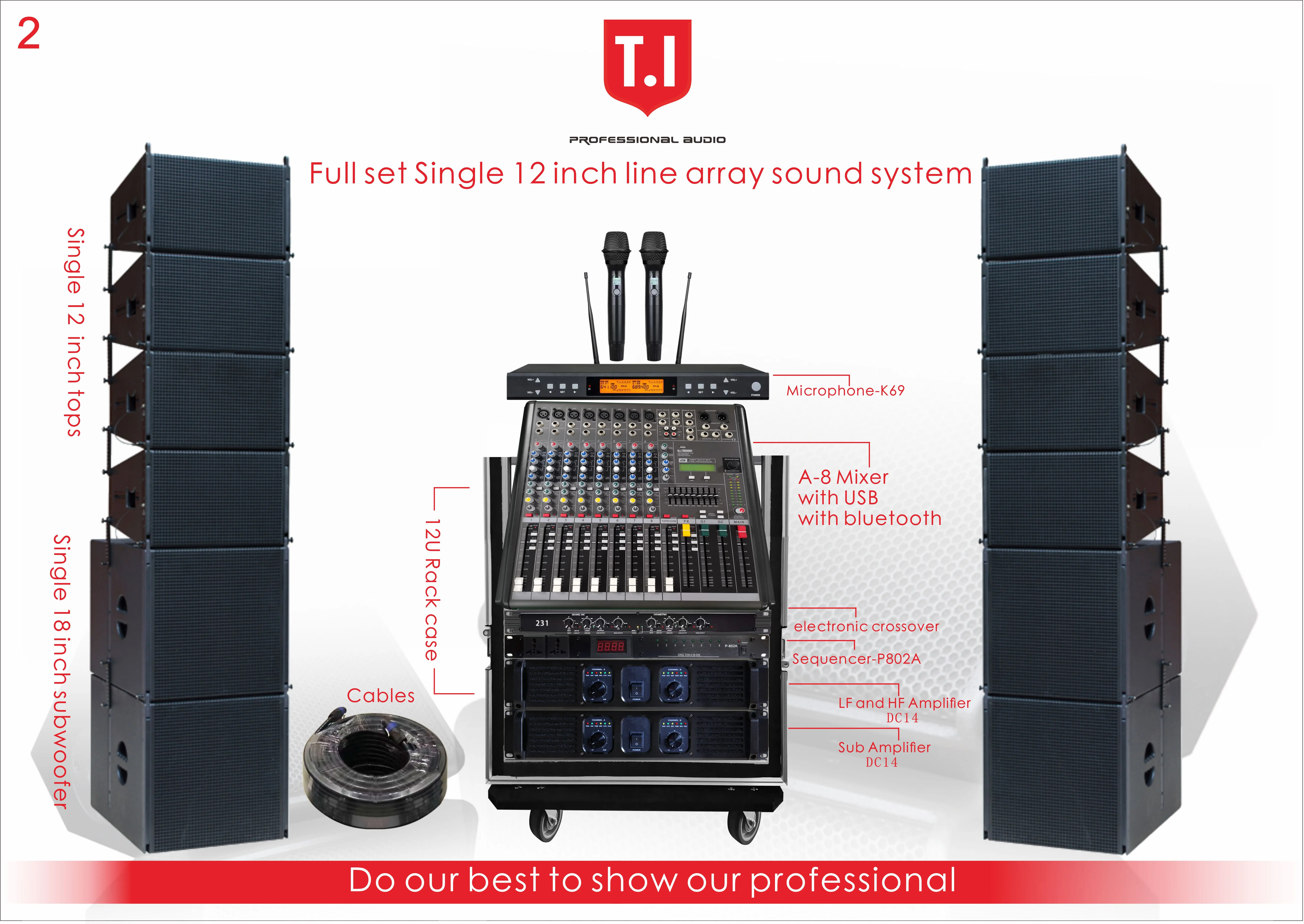 T.I Pro Audio LA112 - Outdoor Passive 2 Way Line Array Speaker