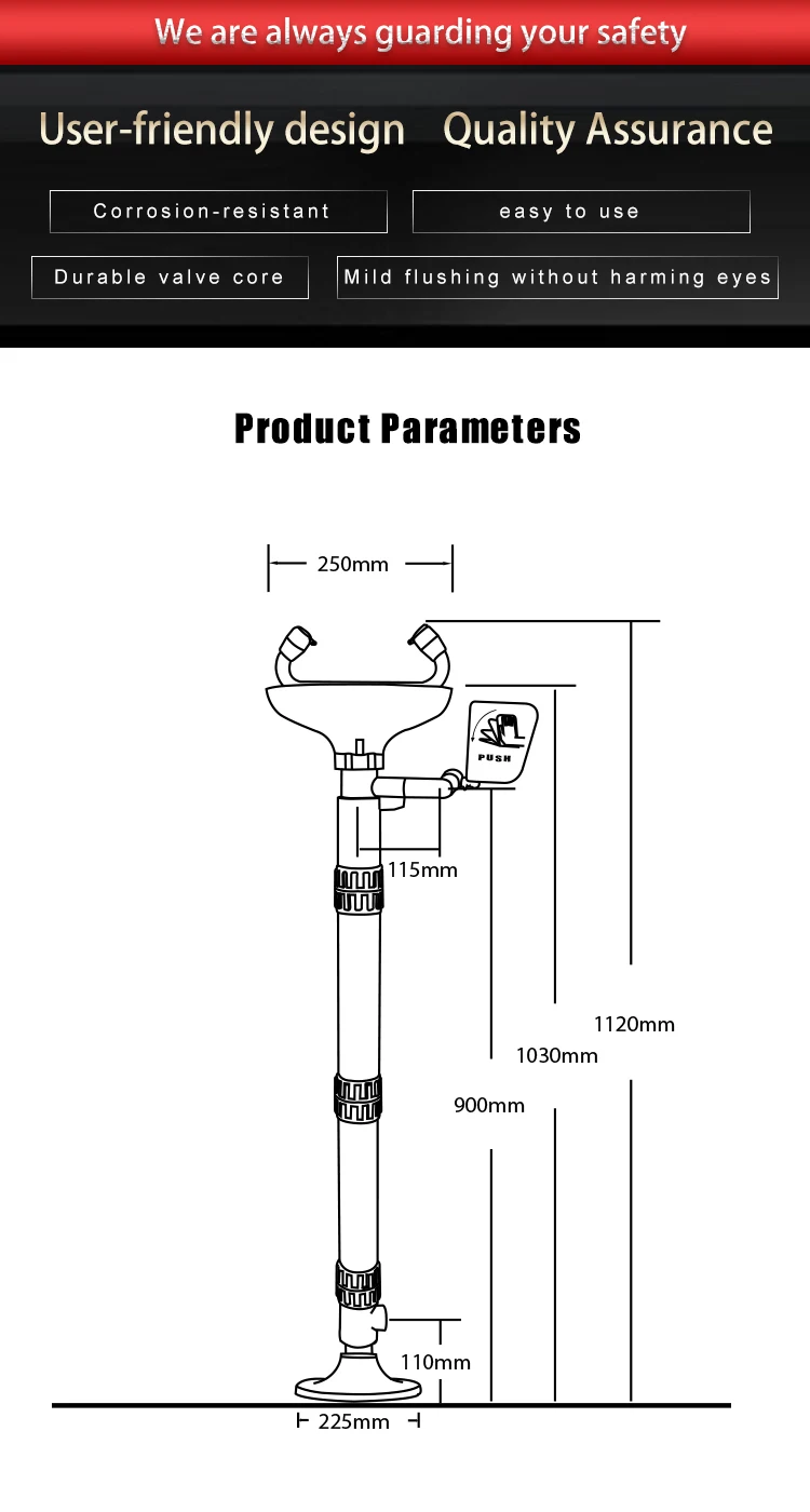 Pedestal Mounted Emergency Eye Wash Emergency Shower Station - with Eye ...