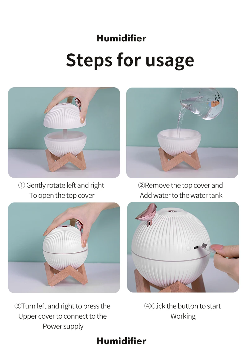 Moon Lamp Humidifier 330ml - Rechargeable & Ultrasonic