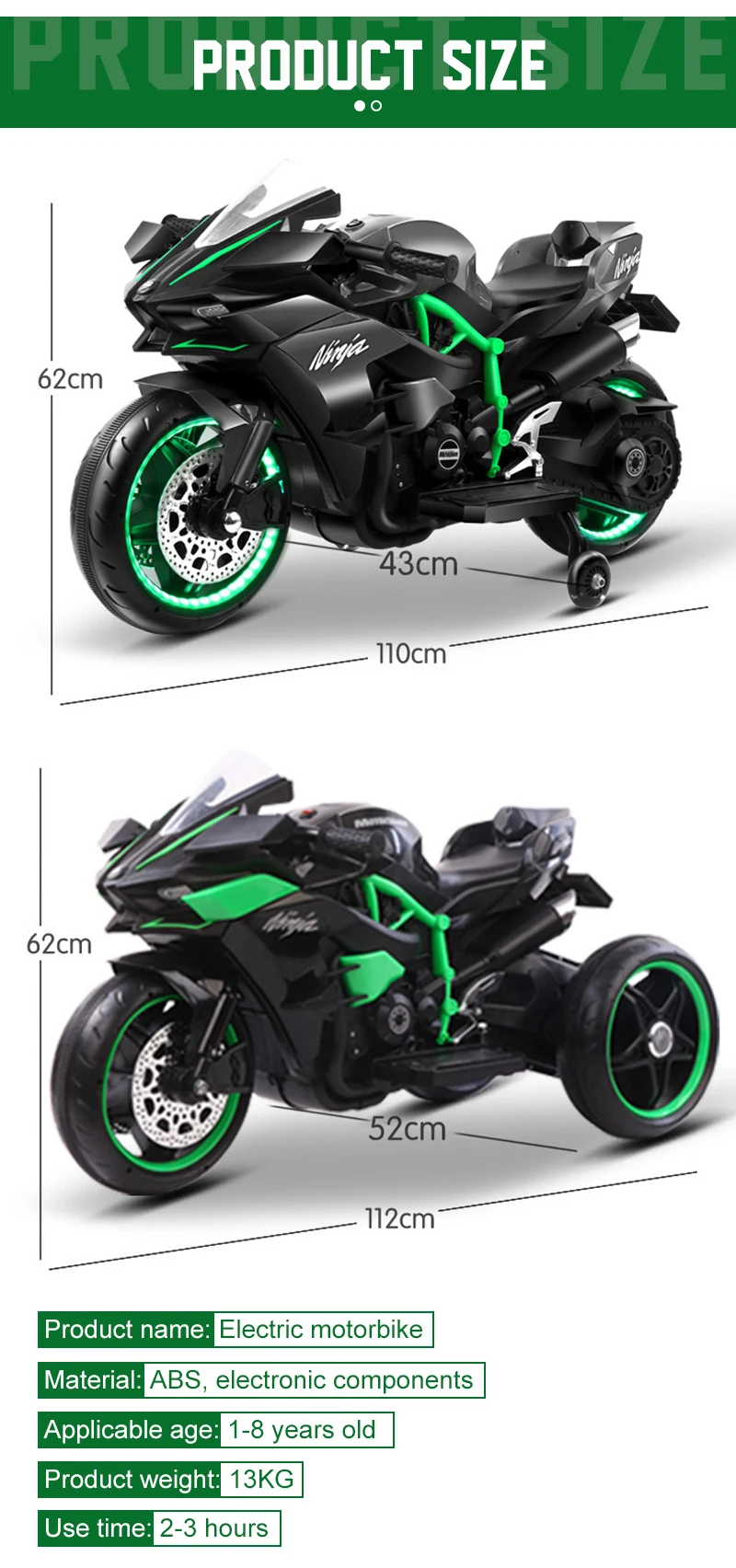 Kawasaki Ninja Kids Bike - Mini Motorized Motos for Fun