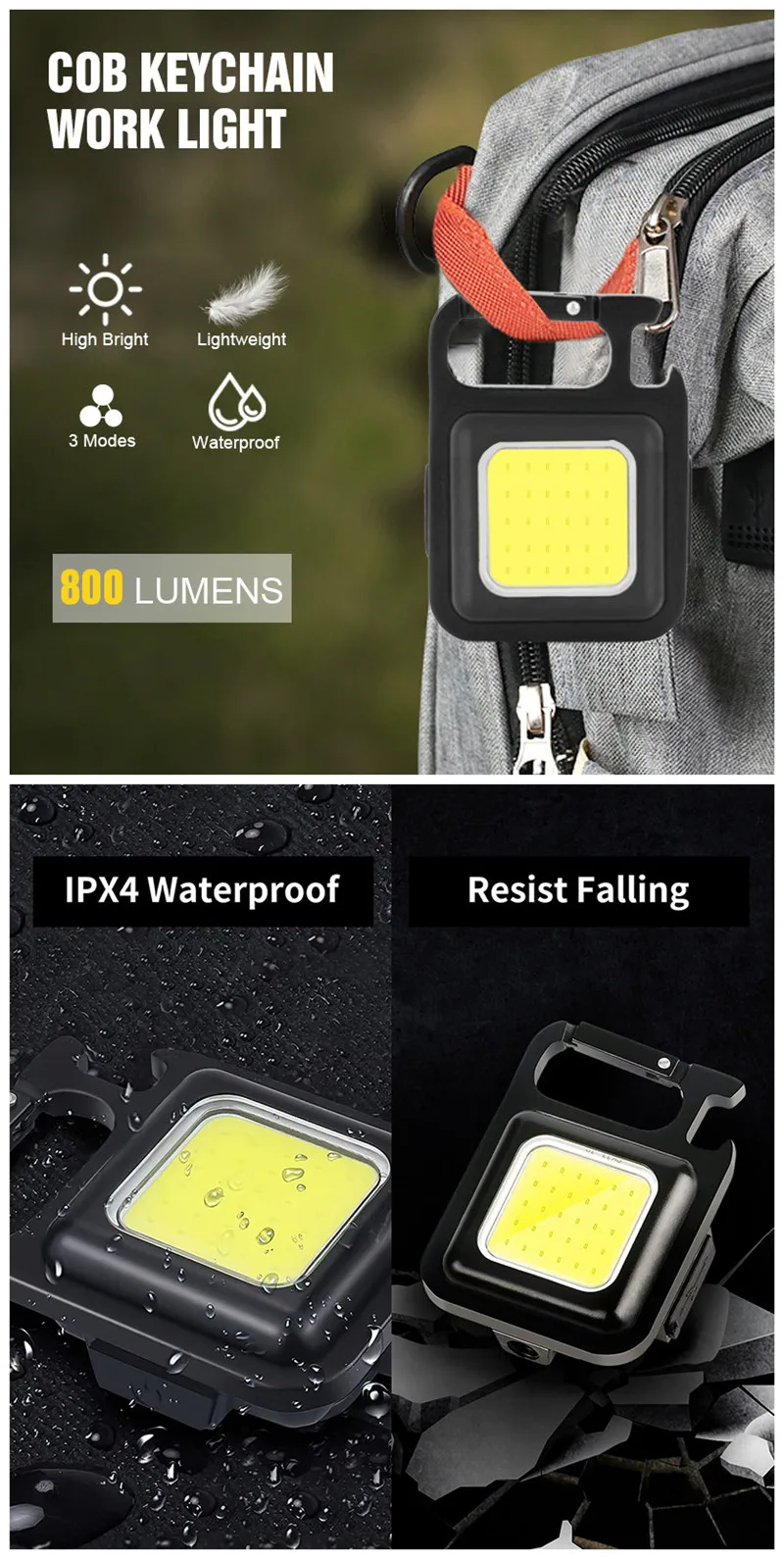 Cob Mini Flashlight Mini Keychain Flashlight With Folding Bracket ...