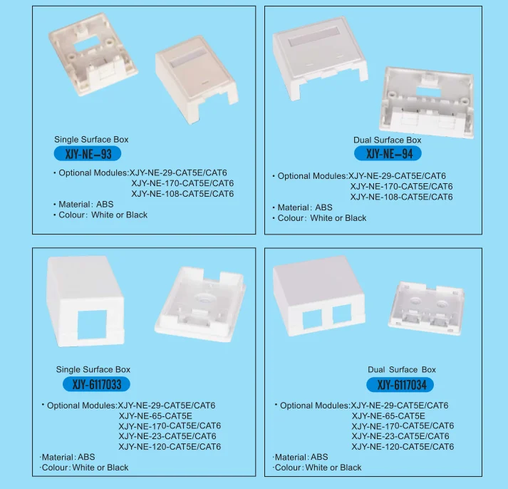 Nepci Single 1 Port Surface Mount Junction Box For Rj45 Keystone Jack ...