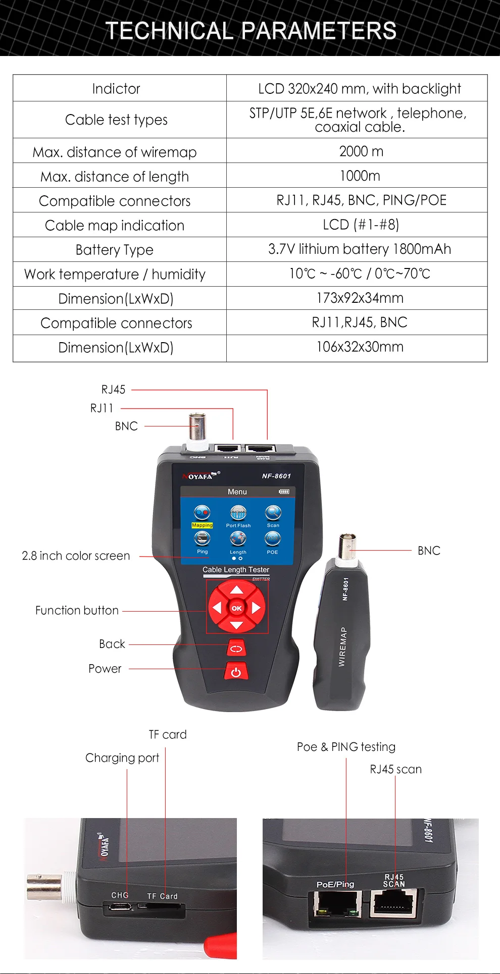 Multi-functional Lan Network Cable Tester Include Poe/ping Testing ...