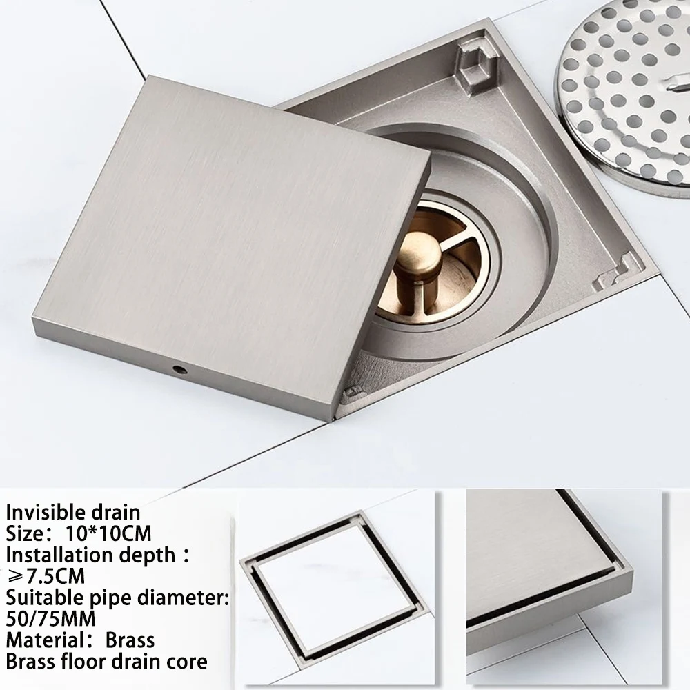 Brass Floor Drain Waste Grates Tile Insert for Bathroom