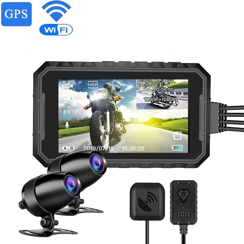 New 3 Inch Full HD 1080P WIFI GPS Motorcycle DVR Dash Cam 150 Degree ...