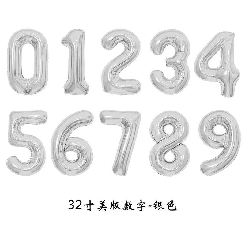 32 Inch Leopard Digital Aluminum Foil Balloons New Gold Silver Numbers ...