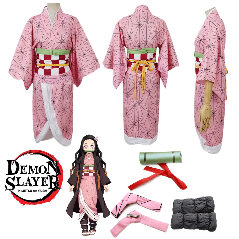 Anime Kamado Nezuko Cosplay Kimetsu No Yaiba Costume Kimono Uniform ...