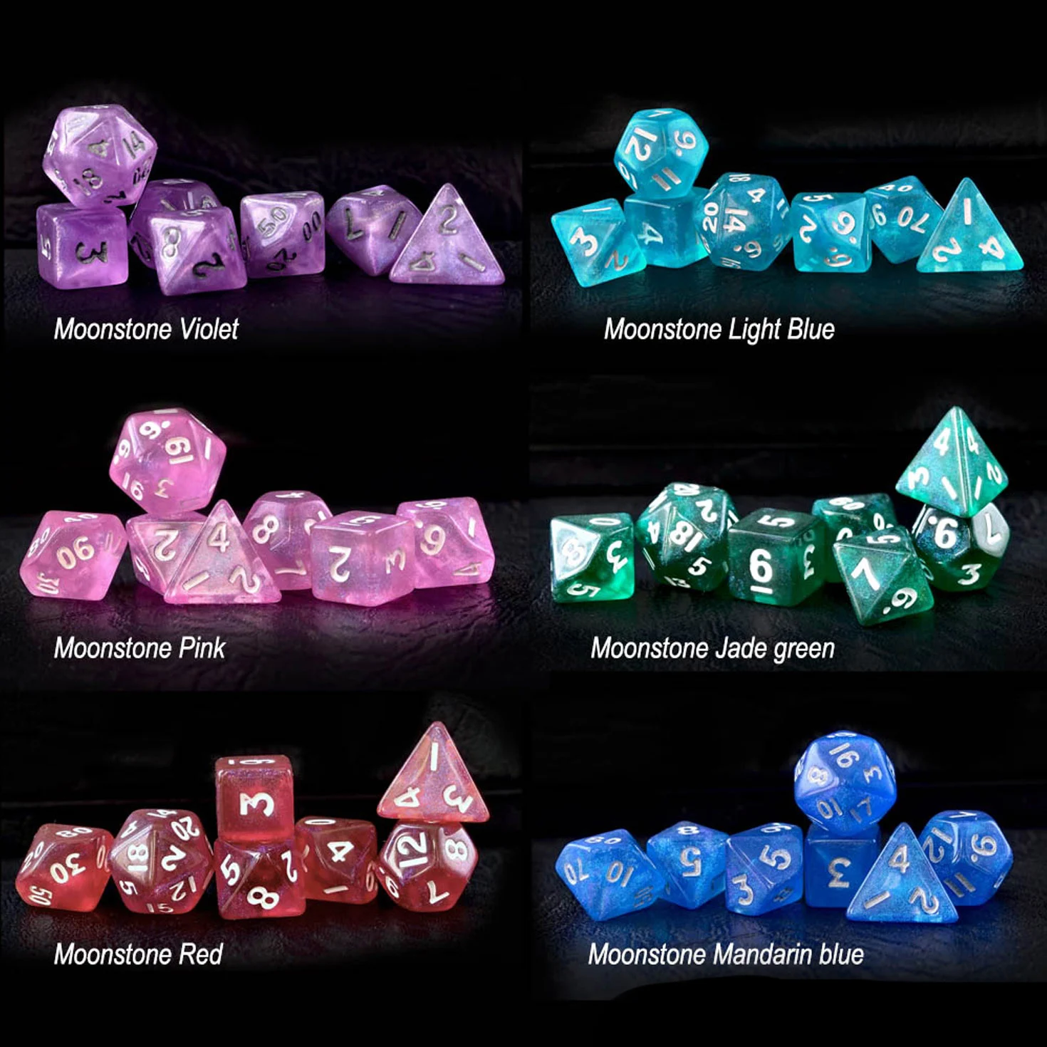 Moonstone 10mm Mini DND Dice Set for MTG RPG Dungeons and Dragons Role ...