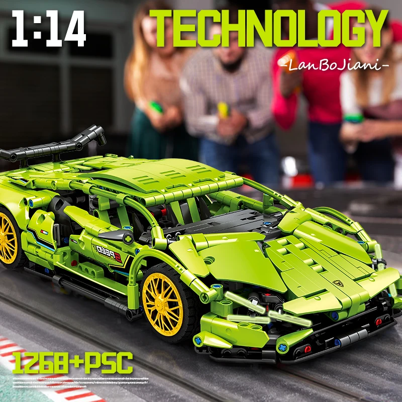 Scale 1:14 Lamborghinied Super Speed Racing Car Model Building Blocks ...