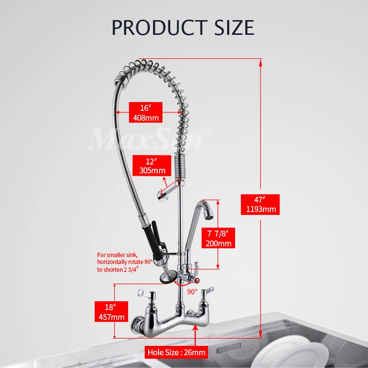 Industrial Kitchen Tap Pre-rinse Sprayer Single Overhead Pre-rinse ...