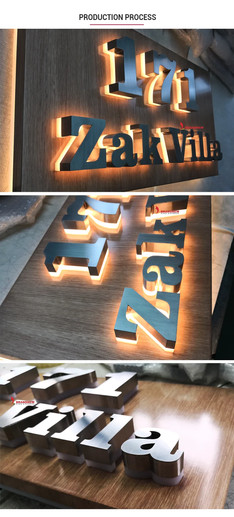 BRANDNEWSIGN Custom Led 3d Outdoor Metal Backlit Letter Signage