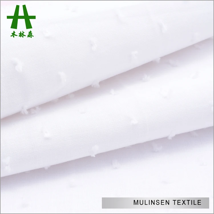 Mulinsen Textile Light Weight Swiss Dots Pure White Color Dyed Voile ...