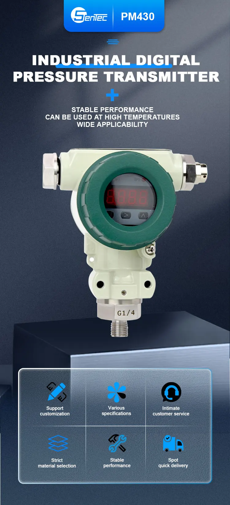 Sentec Hot Selling 4-20ma Diaphragm Digital Pressure Sensor Absolute And Gauge Pressure ...