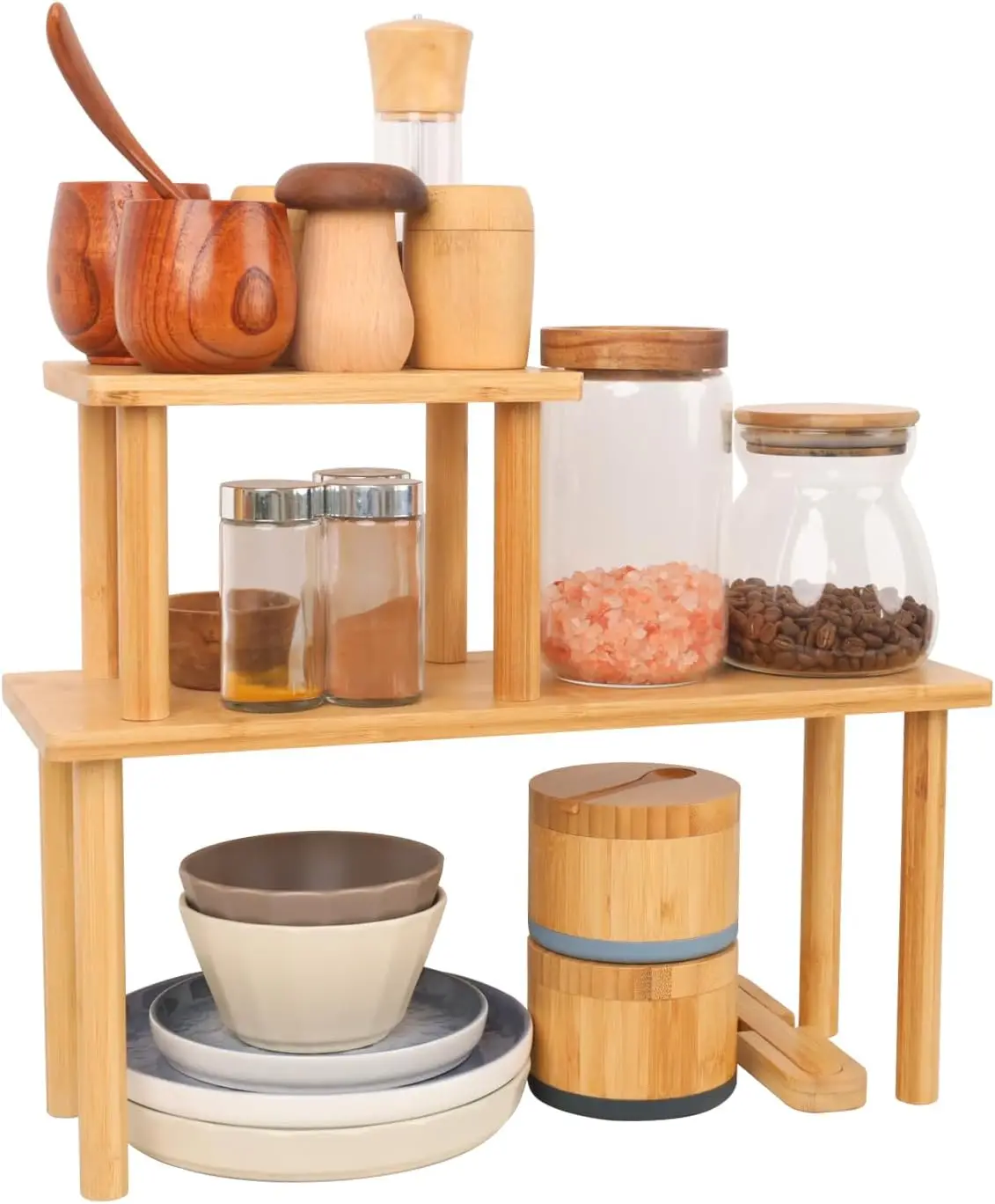 Bamboo Counter Storage Racks And Shelves 2 Tier Kitchen Storage Shelf ...