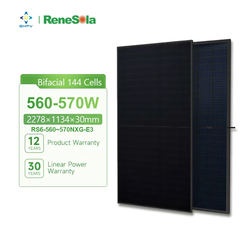 Tier 1 N Type Renesola Pv Module 560 Watt 570W 565W All Black Bifacial ...