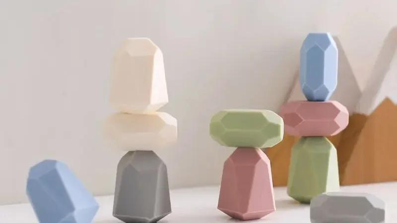 Montessori Toys Children's Building Blocks Silicone Stone Educational ...