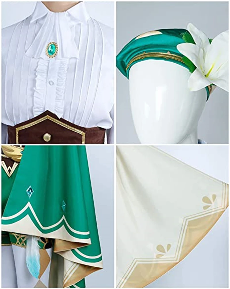 Genshin Impact Venti Cosplay Costume Uniform Wig Shoes Cosplay Anime ...