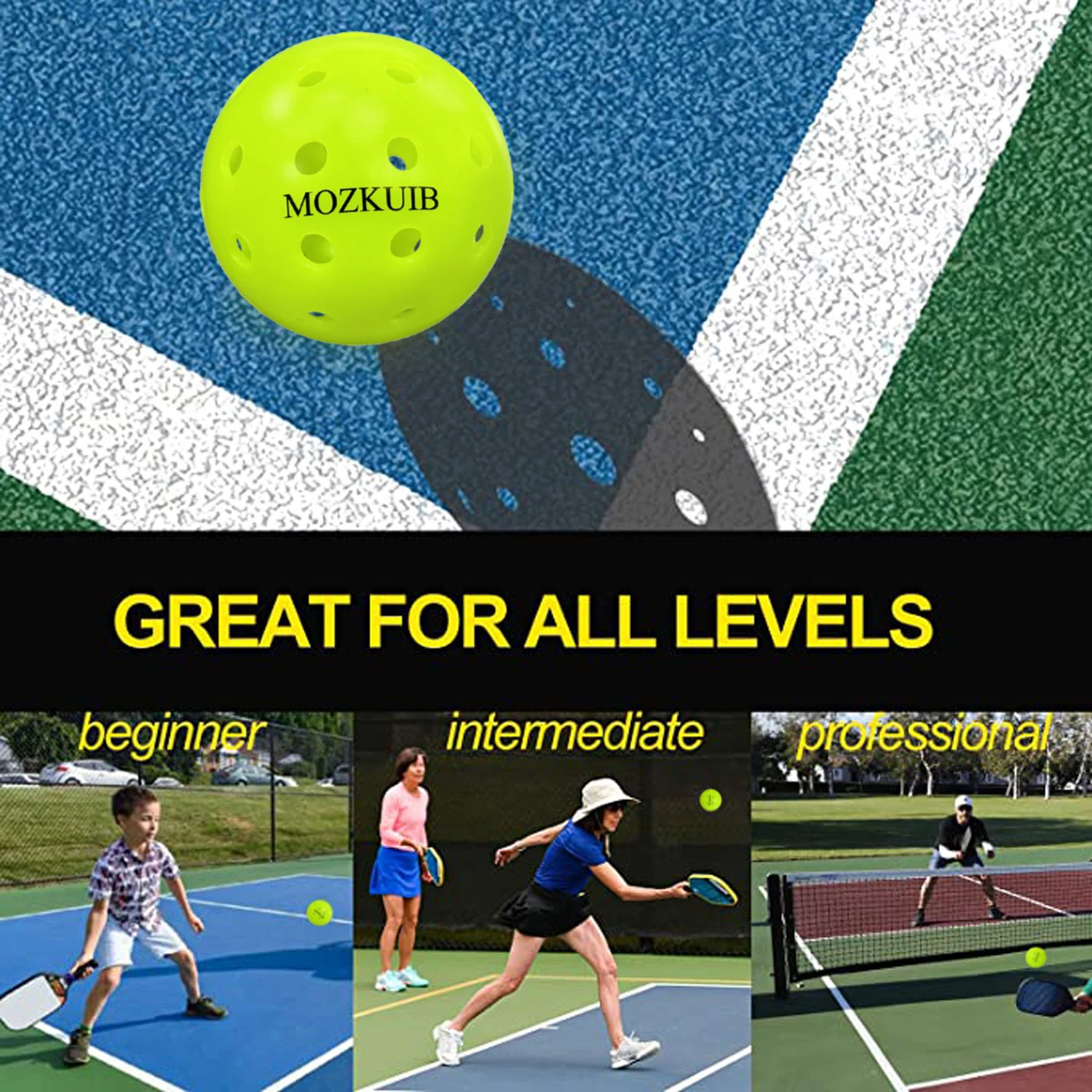 MOZKUIB USAPA Approval 40 Hole Pickleball Balls Outdoor Sports ...