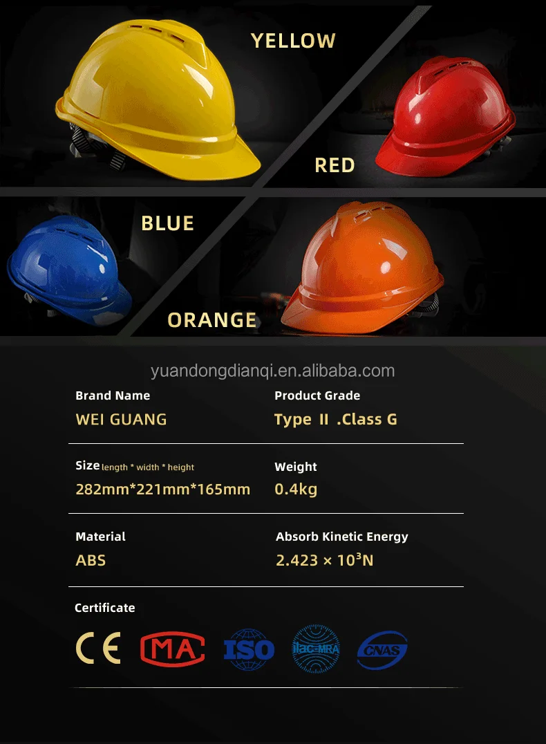 Type 2 Class G ABS Safety Helmets for Construction & Mining