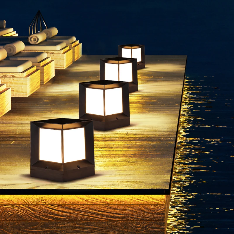 Modern Landscape Outdoor Main Gate Pillar Led Solar Power Garden Light ...