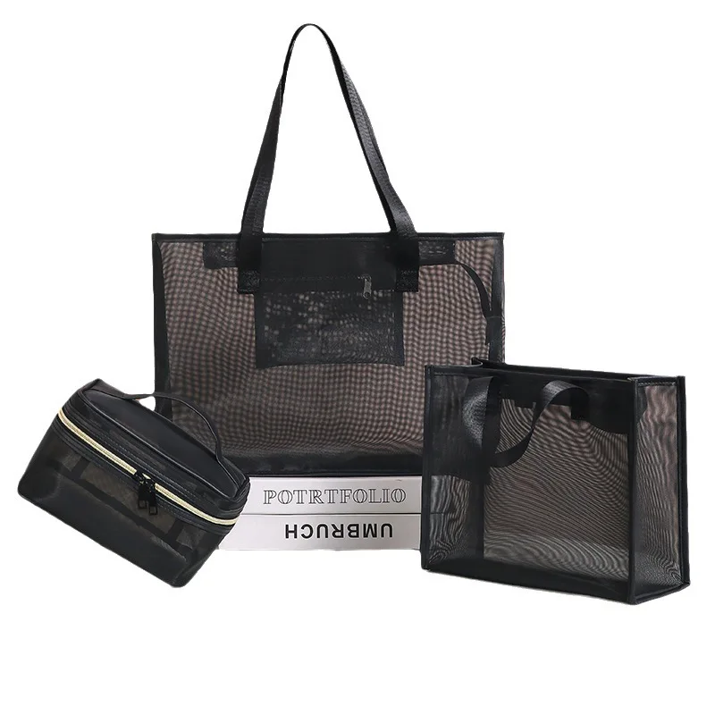 Factory Wholesale Customized Logo Travel Mesh Tote Cosmotic Bag with ...