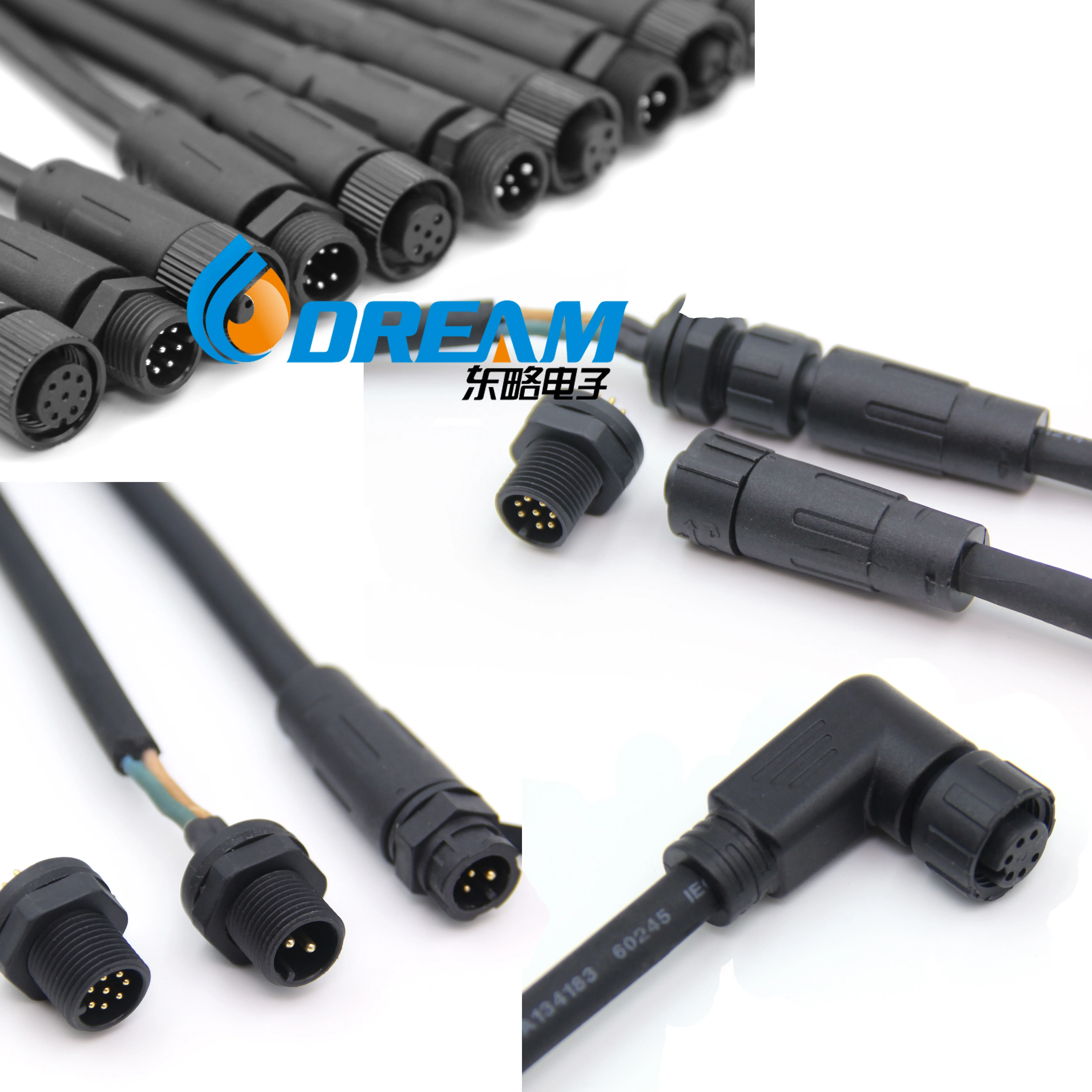 DREAN START Plastic M12 Circular Connector 8 Pin a Code Screw Locking ...