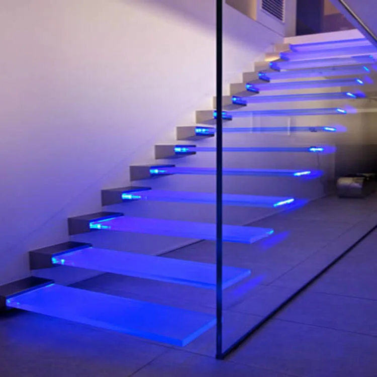 Glass Stairs With Led Lights